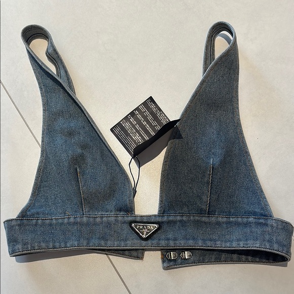 Prada | Tops | Prada Denim Bralette | Poshmark